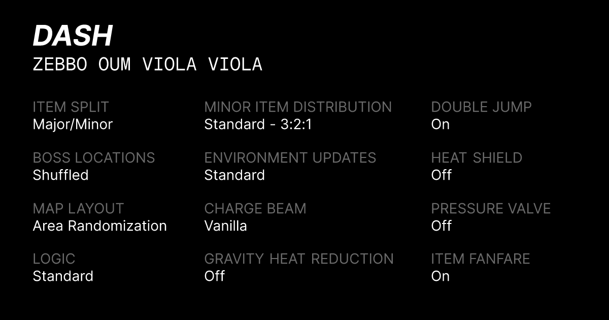 DASH Randomizer Seed
